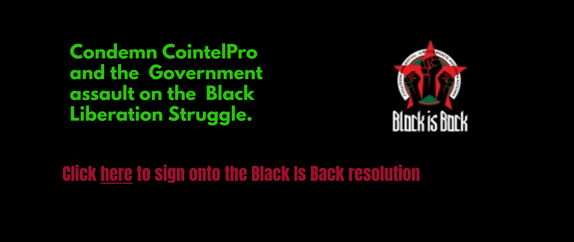 The Black Is Back Coalition Condemns the Scurillous, Bogus State ...
